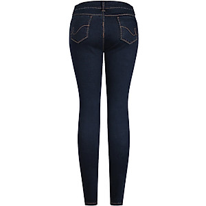 2LUV Women's Stretchy 5 Pocket Skinny Jeans Dark Blue 9