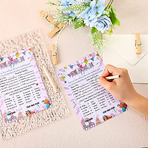 Who Knows The Birthday Girl Best, 50 Pieces Birthday Party Activity Game Card Set Girly Pink Sprinkles Themed Game Card with 20 Pieces Pre-Pointed Wood Pencils for Teen Girl Sleepover Slumber Party