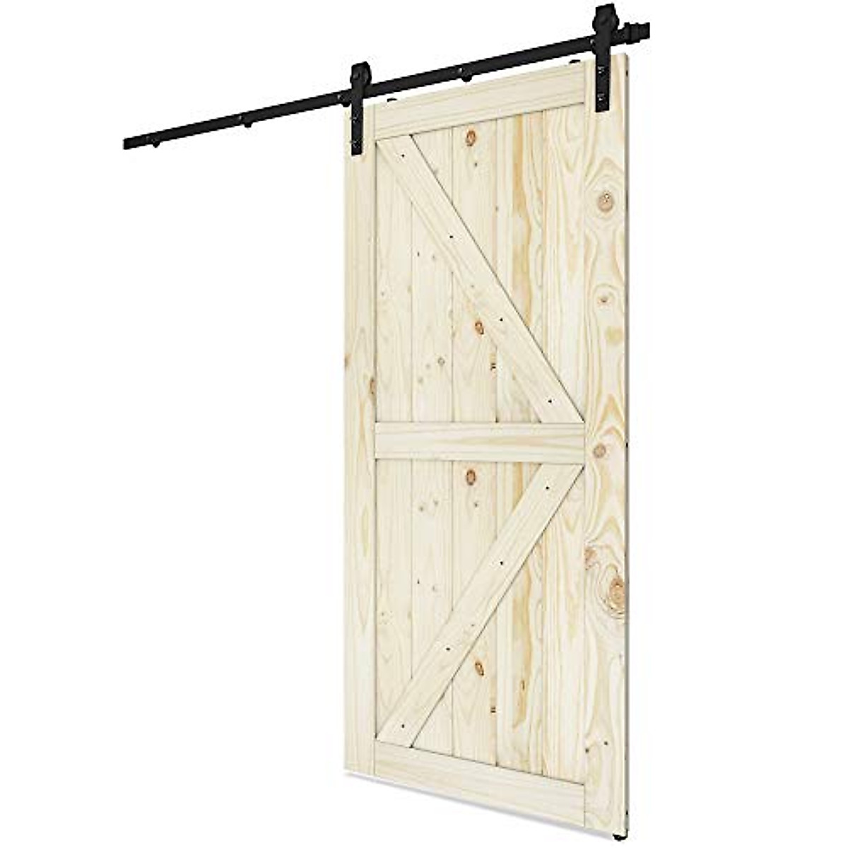 BELLEZE 36in x 84in Sliding Barn Door K-Frame with 6.6ft Barn Door Hardware Kit, Pre-Drilled, DIY Easy to Assemble, Unfinished