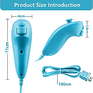 OSTENT Motion Based Wired Nunchuck Controller for Nintendo Wii Console Video Game Color Blue