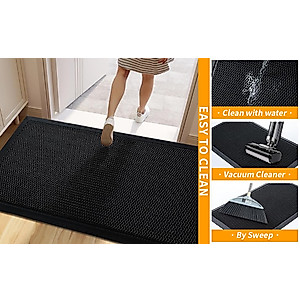KaBesten Doormat, Anti-Slip Waterproof Door Mat for High Traffic Areas, Black,Red, Snowproof Welcome Mat for Front Door, Outdoor Indoor Entrance (RED, 35.4.23.6)
