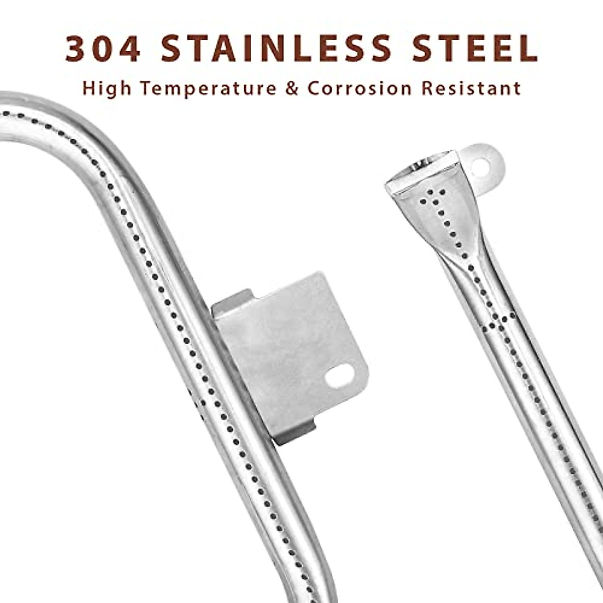 QuliMetal 65032 Grill Burner Tube & 7646 Grill Parts Cast Iron Cooking Grates for Weber Q300, Q320, Q3000 Series Gas Grills Accessories