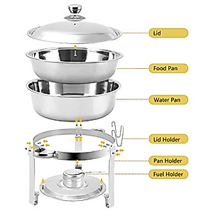 BriSunshine 4 Packs 5QT Chafing Dish Buffet Set,Stainless Steel Buffet Servers and Warmers,Round Chafer Food Warmer with Lid & Holder for Parties Catering