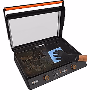 22 Inch Blackstone Electric Griddle Nonstick with Lid, 8001 E-Series Tabletop Large Griddle with Blackstone Griddle Accessories and Reusable Gloves and Cloth (8001-8202-GL-CL)