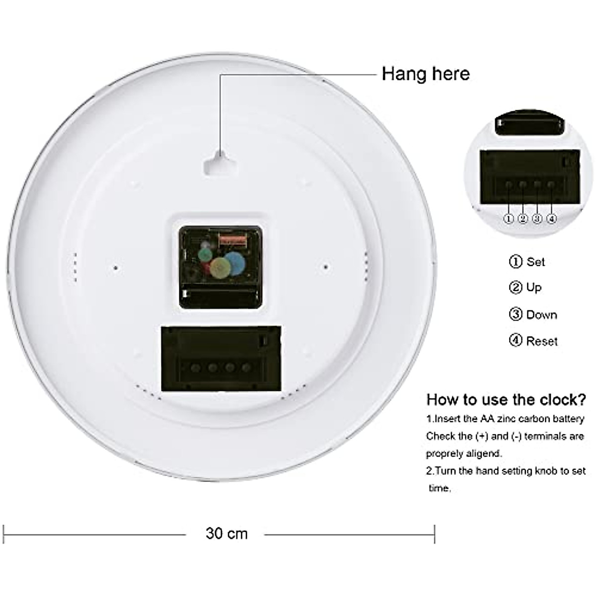 Lafocuse Silver Wall Clock with Date,Month,Day of Week and Temperature, Silent Non-Ticking Battery Operated Clock for Living Room Bedroom Office Decor