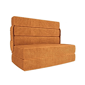 Zenzy Five Folding Sofa Bed, [Higher Backrests] [Luxury Corduroy] 6" Foldable Memory Foam Sleeper Chair, Floor Couch Foldable Mattress for Living Room/Dorm/Guest Room/Apartment, 75"x38"x6" Twin Size