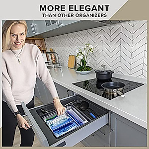 Elavain Acrylic Ziplock Bag Storage Organizer and Dispenser, Ziplock Bag Organizer, Drawer & Wall-Mount Food Storage Bag Organizer for Sandwich, Snack, Quartz, Gallon/Freezer, Storage & Slider Bags