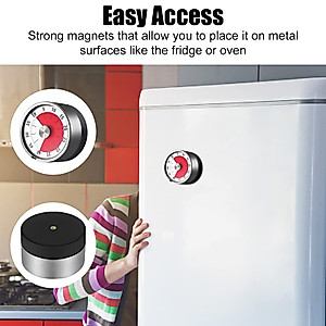 QUEEN KING Kitchen Timer Magnetic,Visual Timer for Kids,60-Minute Visual Countdown Timer with Loud Alarm,Magnetic Back & Stainless Steel Face,Kitchen Timer Manual for Study,Cooking,Baking