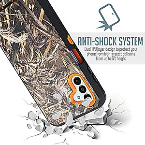 Thousandgear Designed for Samsung Galaxy A13 5G Holster Belt Clip Case Shockproof Heavy Duty Tough Hybrid Case Triple Protective Anti-Shock Resistant Mobile Phone Built in Screen Protector (Camo)