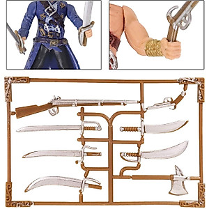 HAPTIME 6 Pcs Pirates Action Figure Playset with 6 Weapons/Sea Rover Pirate Men Toy (Each 3.75 inch Tall), Great for Boys Kids Children as Birthday,Christmas Day, Carnival Fun Gift