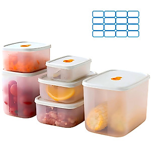 LUQPX 6 Pack Small Plastic Food Storage Containers with Lids & Labels, BPA-Free Food Grade Reusable Lunch Box for School/Work/to go, Freezer Storage Box for Leftovers/Dessert/Sauces/Jam/Oatmeal/Fruits
