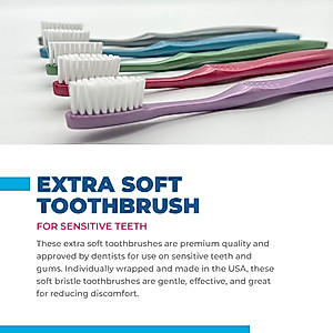 Tess Oral Health Extra Soft Toothbrush - Sensitive Teeth and Gums Extra Soft Bristle Toothbrushes (1 Dozen)