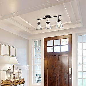 Globe Electric 59629 Jackson 3 Track Lighting, Dark Bronze, Antique Brass Accents