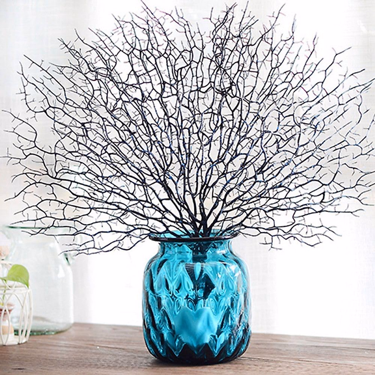 Simulation Coral Branch Artificial Sea Tree Peacock Tree Plastic Sea Trunk Branch Decorative Accessories for Fish Tank Aquarium Wedding Home(Brown)