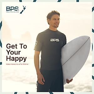 BPS Men's Short Sleeve Swim Shirt/Rash Guard with Sun Protection (Charcoal, L)