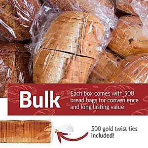 Reli. Bread Bags with Ties | 8 x 4 x 18" | 500 Pack (500 Twist Ties) | Bulk Bread Bags for Homemade Bread | Plastic Bread Bags for Bakery, Bread Storage | Bread Loaf Packing Bags | Clear, Large