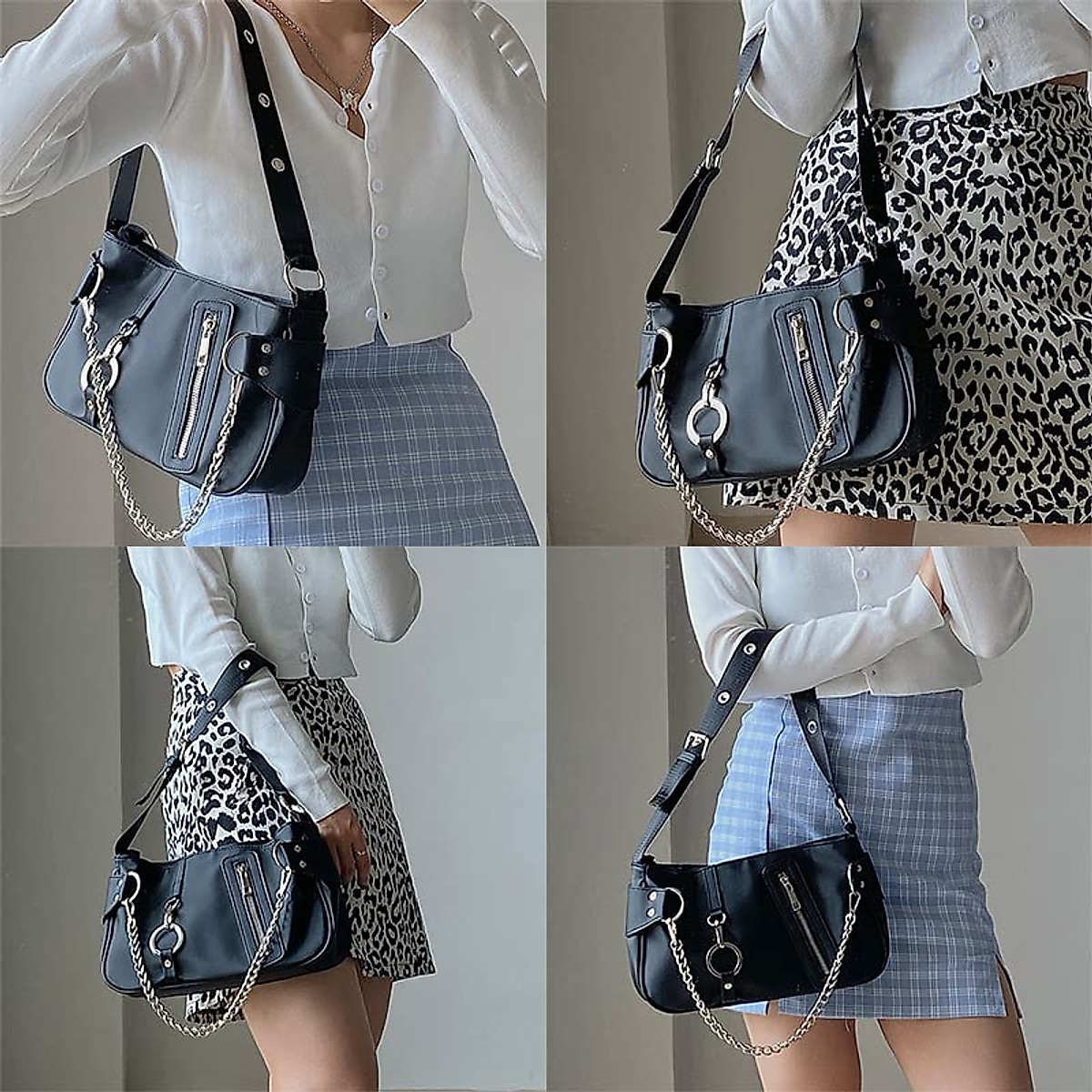 AWXZOM goth bag punk bag Sourpuss Gothic Tote Purse Y2K cool bag rock fashion, gothic bags and purses punk purses for women