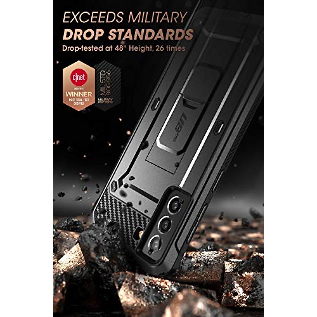 SUPCASE Unicorn Beetle Pro Series Case Designed for Samsung Galaxy S21 5G (2021 Release), Full-Body Dual Layer Rugged Holster & Kickstand Case Without Built-in Screen Protector (Black)