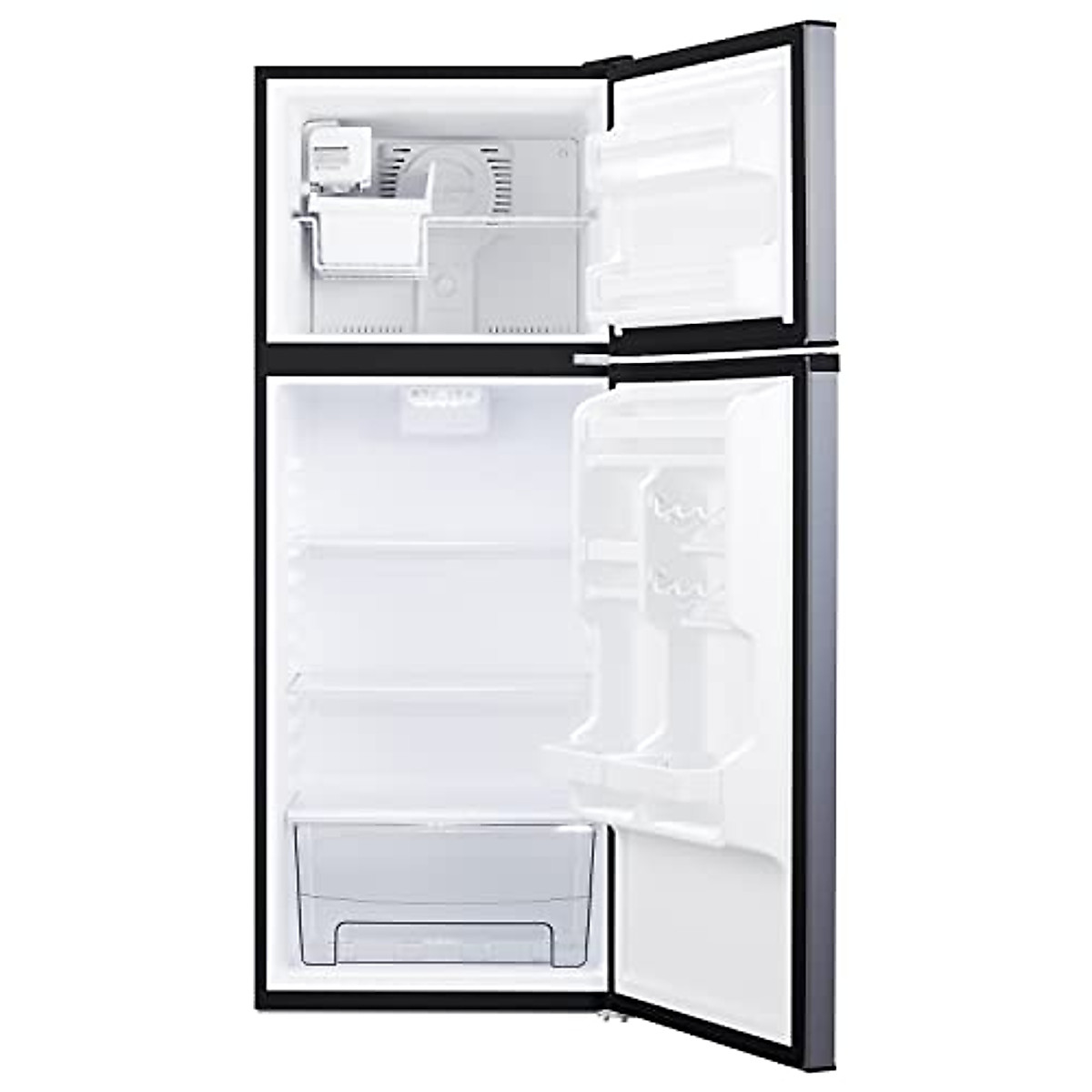 Summit Appliance FF1091WIM 24" Wide Top Mount Frost-Free Refrigerator-Freezer with Icemaker in White Finish, Adjustable Glass Shelves, Adjustable Freezer Thermostat, Interior LED Lighting