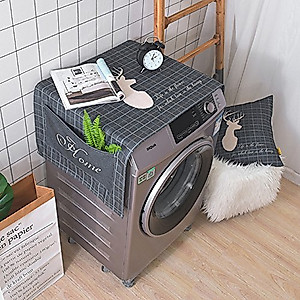 LANGUGU Fridge Dust Cover Kitchen Decor, Universal Sunscreen Cover with Storage Bag for Refrigerator and Washing Machine,Deer Head Psychedelic Geometric Décor Background,21" X 55"