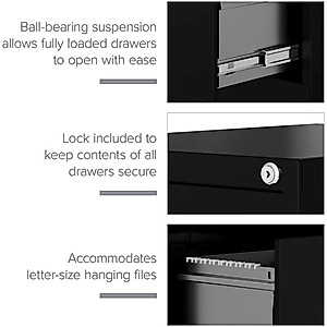 Scranton & Co 4 Drawer 22" Deep Letter File Cabinet in Black, Fully Assembled