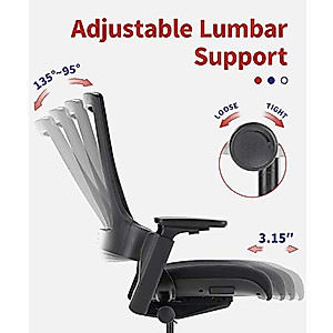 CLATINA Ergonomic High Swivel Executive Chair with Adjustable Height 3D Arm Rest Lumbar Support and Mesh Back for Home Office Black BIFMA Certification No. 5.1
