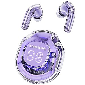 ACEFAST T8 Wireless Earphones Bluetooth 5.3 Headphones LED Power Display Mini Crystal in-Ear Earbuds with Wireless Charging Case Touch Control Built-in Mic Headphone for Sports Waterproof Earphone