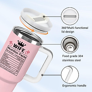 Wifey 40oz Insulated Travel Mug - Wifey Coffee Cup Tumbler with Handle, Anniversary & Birthday Gift for Wife Idea