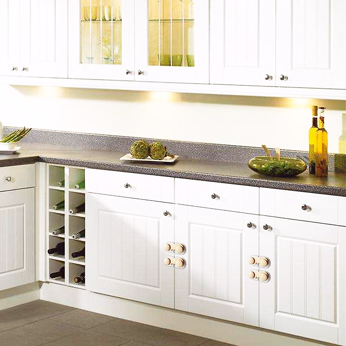 1pcs Child Safety Locks Creative Adhesive Kids Safety Cabinet Fridge Drawer Cupboard Door Lock Latch for Drawer and Cabinet Door No Drilling or Tools(Beige)