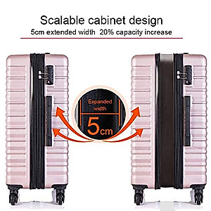Apelila 4 Piece Luggage Sets,Expandable Travel Suitcase TSA Spinner Hardshell Lightweight w/Free Suitcase Cover& Hanger (Rose Gold With TSA Lock And Zipper Expansion)