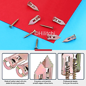 Hilitchi 200Pcs Self Drilling Drywall Anchors with Screws Easy Application No Drill or Holes in Wall, 66 Lbs, 12 x 30mm-100Pcs Anchors and 100Pcs Screws (Metal Anchors)