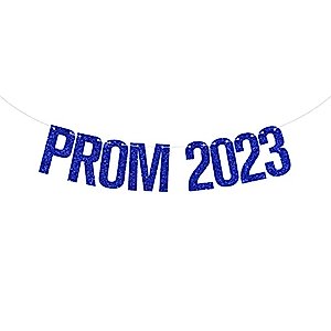 Prom 2023 Banner, Prom Night Decor, Class of 2023 Bunting Garland, 2023 Graduation Party Decorations Blue Glitter