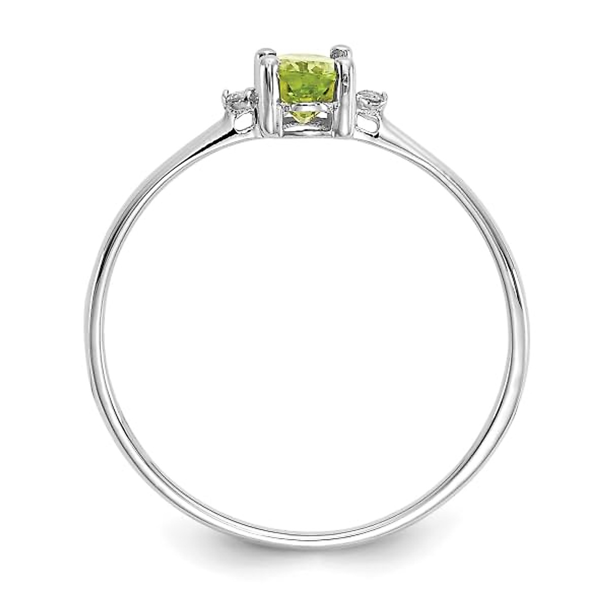 IceCarats 10K White Gold Diamond Green Peridot Ring Gemstone Band April August Birthstone Jewelry Size 6