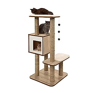 Vesper Cat Tree, High Base, Oak, 52063, 56 x 56 x 81.5 cm (22 x 22 x 32 in)