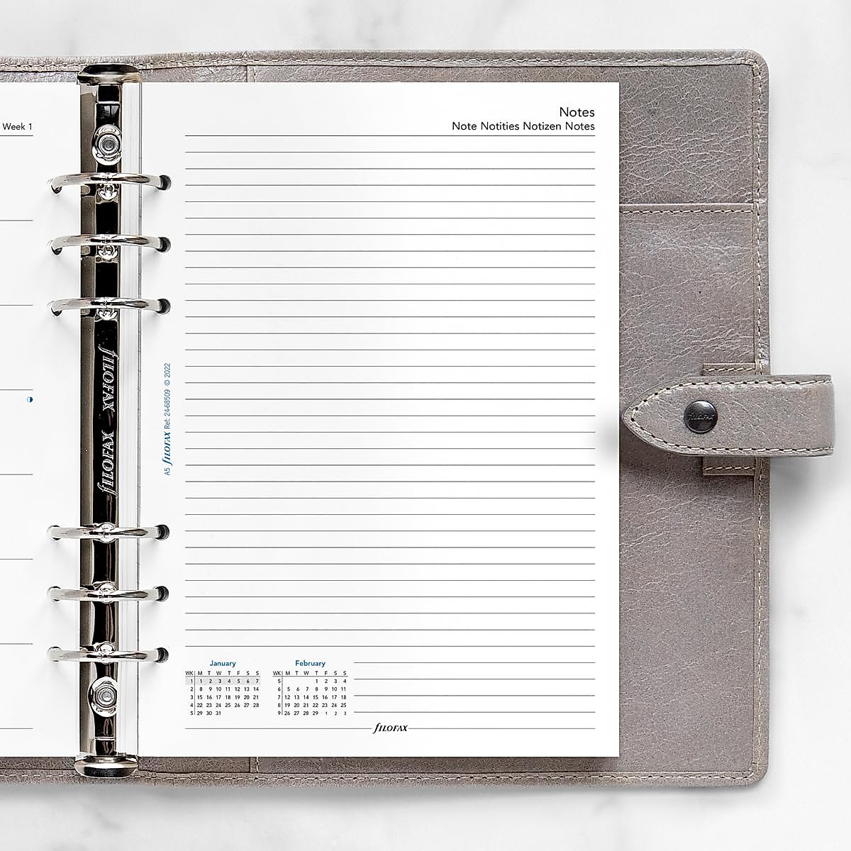 Filofax A5 week on one page with notes 2024 diary