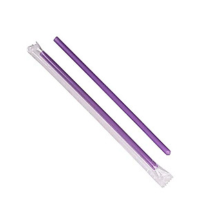 Karat C9072 7.75" Giant Straws (8mm Diamater), Poly-Wrapped, Diagonal Cut, Solid Purple (Case of 5000)