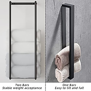Towel Rack for Bathroom, Wall Mounted Stainless Steel Bathroom Organizer, Bath Towel Holder Wall Towel Rack for Rolled Towels, for Modern Small Space Bathroom Towel Storage - Black