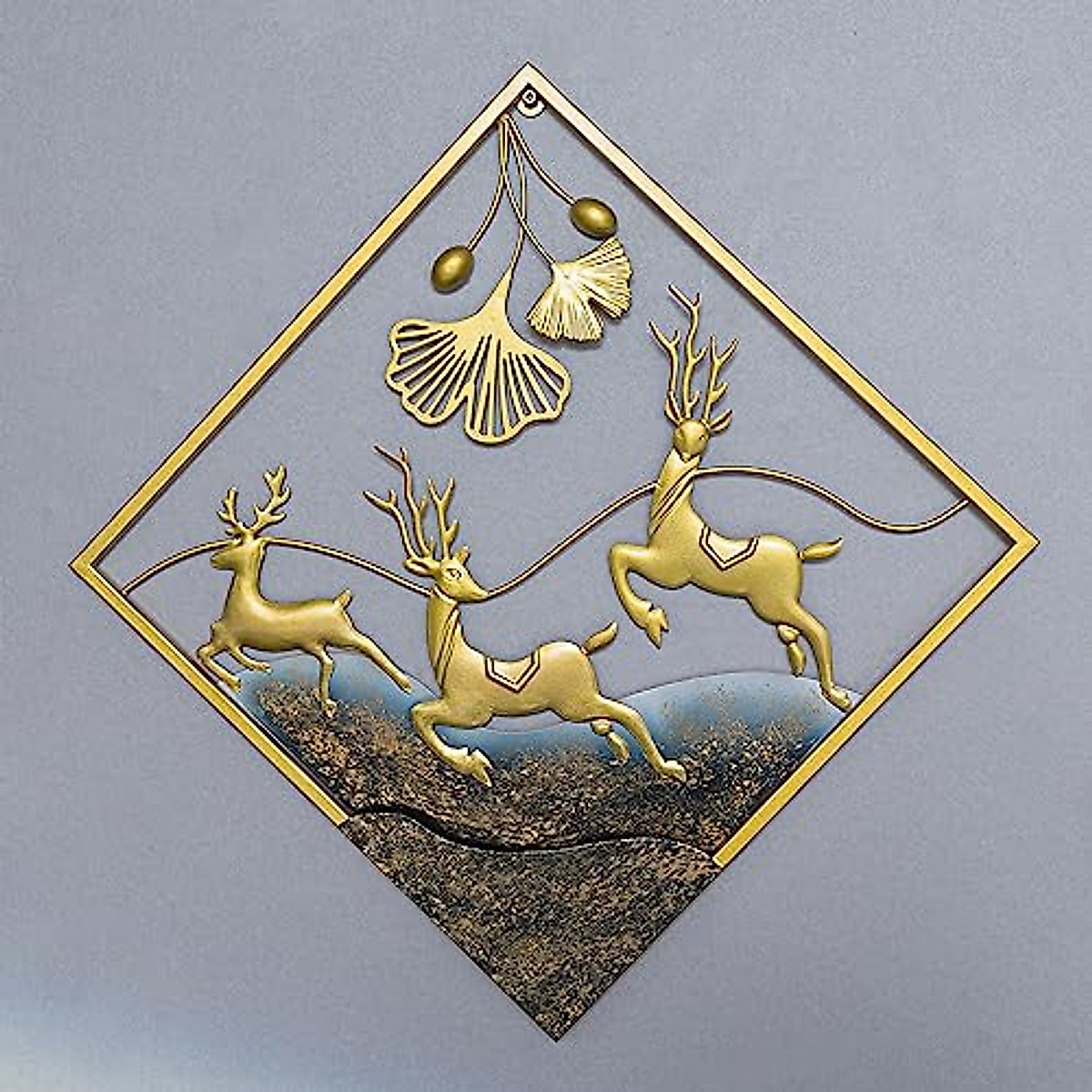 AYOUSENFAN Gold Metal Wall Decor Deer and Leaf Metal Art Wall Decor Design 70x22x0.4 Inch 3D Large Metal Wall Art for Living Room Easy Install Wall Sculptures Home Decor (3Pcs)