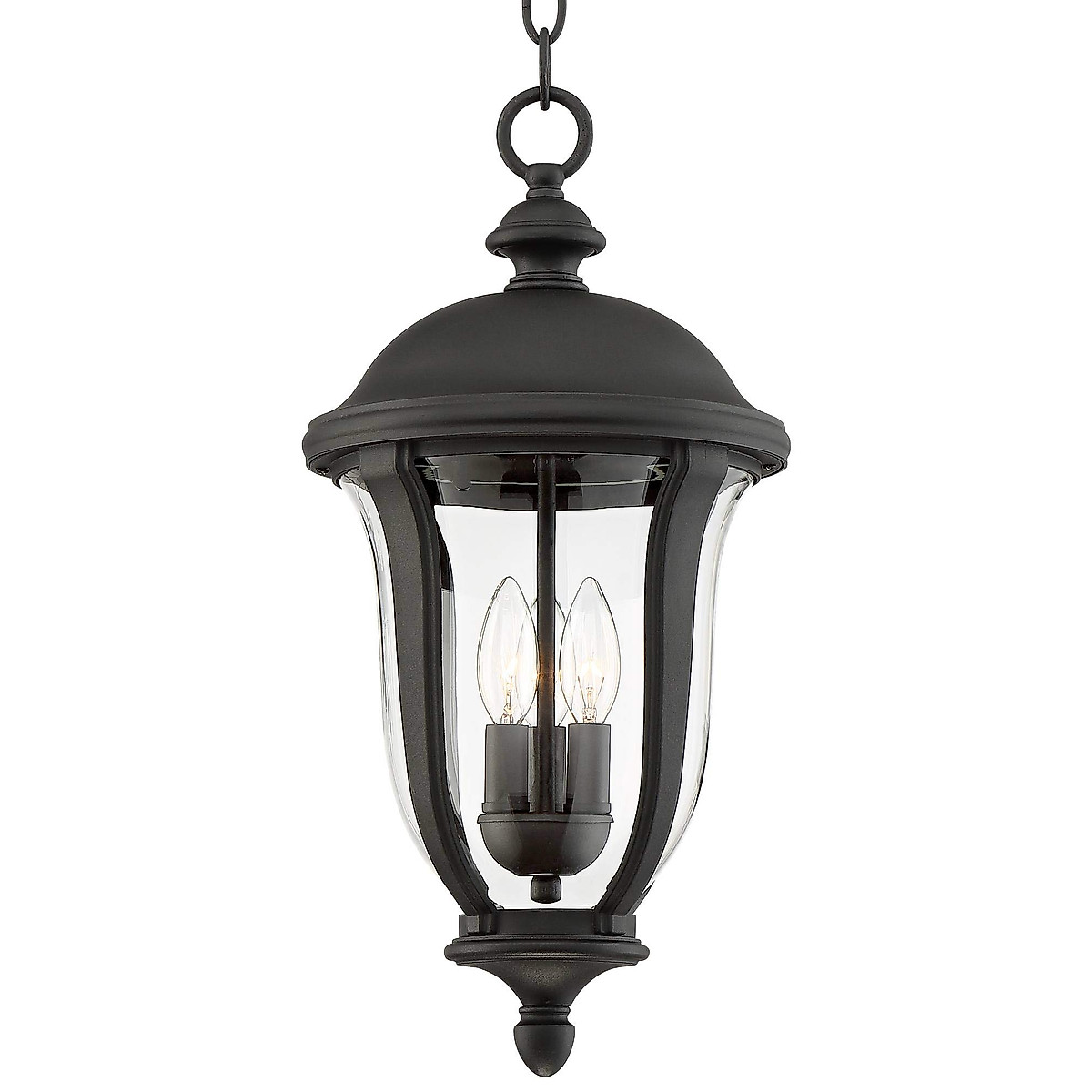 John Timberland Park Sienna Traditional Outdoor Ceiling Light Fixture Hanging Black 20" Clear Glass Decor for Exterior House Porch Patio Outside Deck Garage Front Door Garden Home Roof Gazebo
