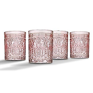 Godinger Jax Double Old Fashioned Beverage Glass Cup Pink - Set of 4