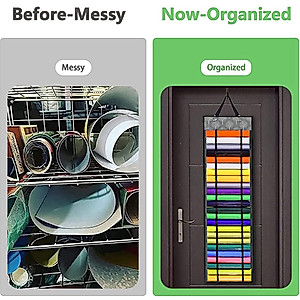 Hlsicnalm Vinyl Roll Holder with 48 Compartments, Vinyl Roll Storage Organizer Wall Craft Room Organizers and Storage Gray Tree
