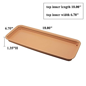 BangQiao 18 Inch Plastic Rectangular Planter Pot Saucer Tray for Indoor and Outdoor Plants, Pack of 3, Terracotta