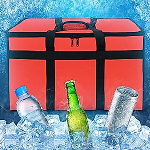 Dodin Delivery Insulated Food Delivery Bag - 23x14x15 inches - Water-Resistant Interior - Ideal for Commercial Catering - Reusable Grocery Bag - Professional and Heavy-Duty - XXL - Red