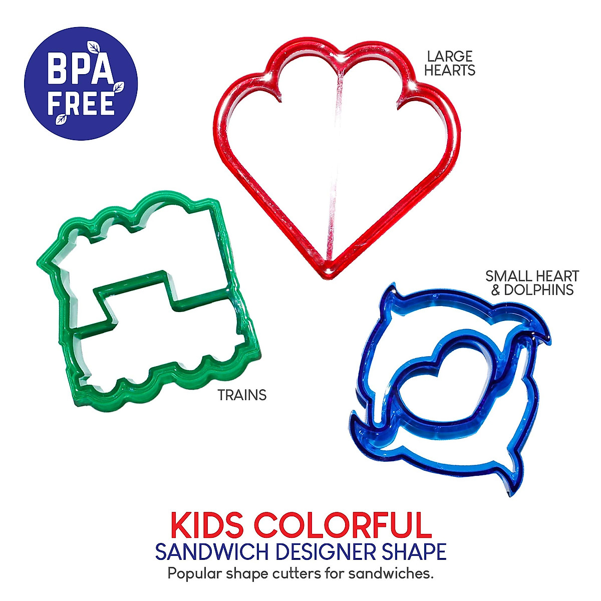 Colorful Sandwich Cutter Shapes, Multi Colors and Cute Design Sandwich Cutters That Your Kids Will Love, By Exultimate (Set of 7)