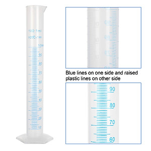 10Pack 100ml Plastic Graduated Cylinder, Transparent Measuring Cylinder Durable Lab Test Tube Flask, 2-Sided Measuring Lines Graduated Cylinder Beaker for Science Projects, Pour Spout