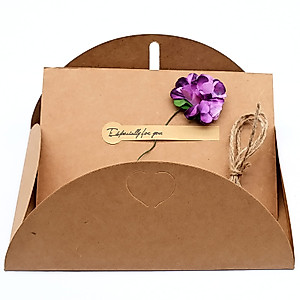 JJYHEHOT 12 Packs Dried Flowers Greeting Card with Envelopes, Brown Retro Kraft Holiday Gift Card, DIY Invitation Wish Card Note Card Thank You Card for Birthday Christmas