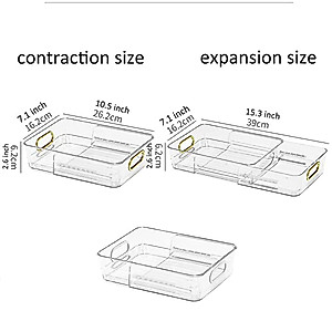 Pull-Out Decorative Tray 15.3x7.1 Inches, Clear Tray for Bathroom Dresser Counter Countertop,Dispenser Plate Serving Trays Pedestal Tray for Perfume,Cosmetics,Jewelry,Makeup,Skincare Organizer