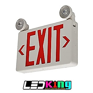 Exit Signs with 2 LED Adjustable Emergency Exit Lights and Backup Battery, Dual Voltage 120v / 277v AC LED 1 Watt Lamps