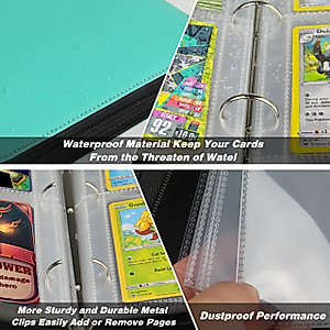 400 Pockets TONESPAC Card Binder Carrying Holder Compatible with Trading Cards Binder, Coupon Organizer Baseball Card Sleeves, Sports Cards (Teal)