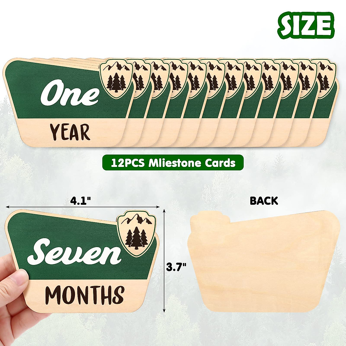 Huray Rayho 12 Pcs National Park Baby Monthly Photo Props Cards Rustic Wooden Baby Months Signs Adventure Theme Newborn Photography Props for Baby Shower Mountain Hiking Lovers Pregnancy Gift